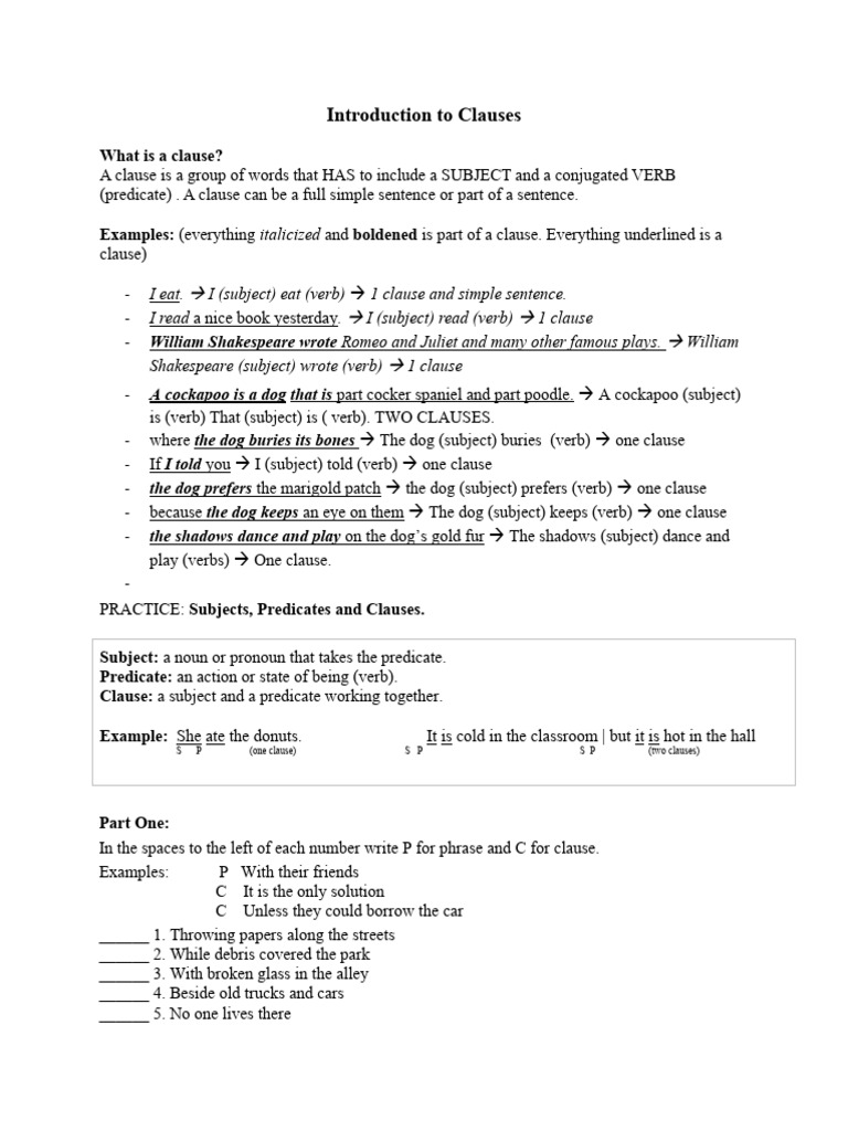 Introduction-to-Clauses | PDF | Subject (Grammar) | Clause
