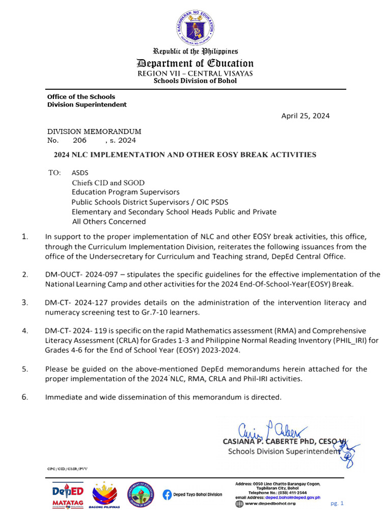 2024 NLC and EOSY Break Guidelines | PDF | Business | Social Science