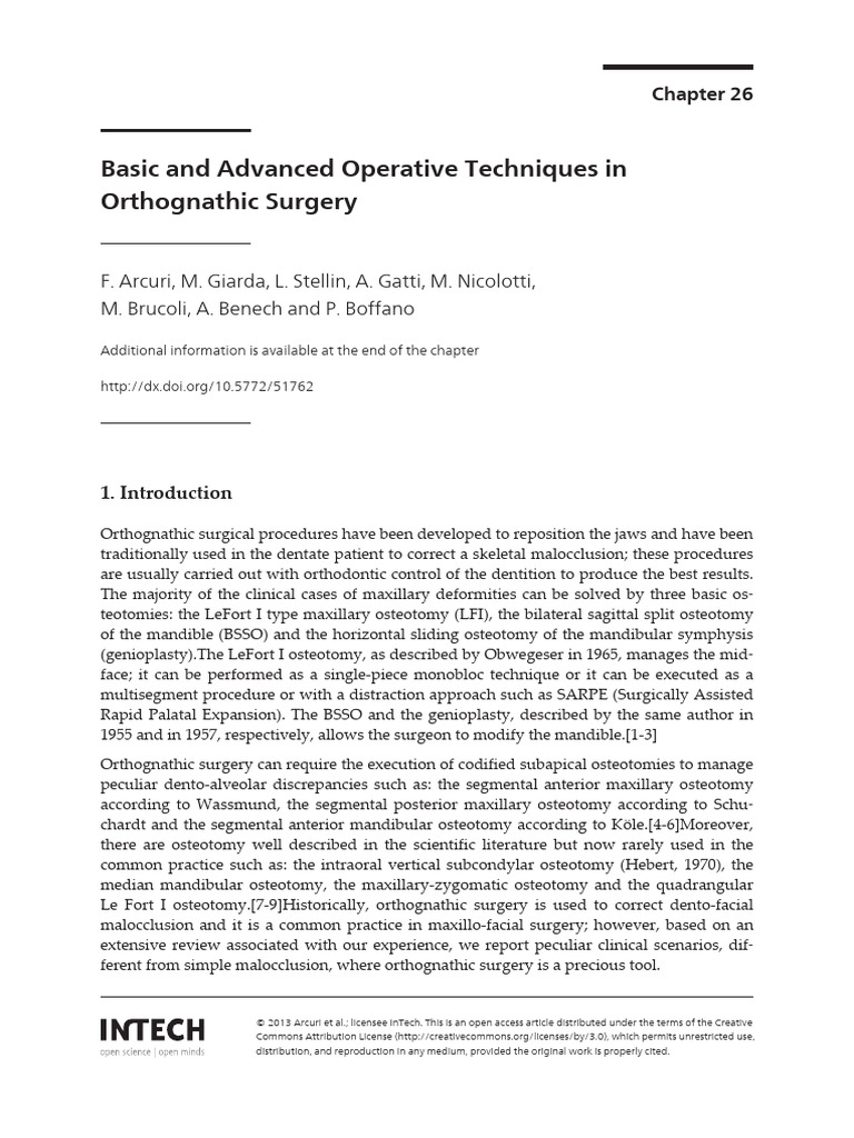 InTech-Basic and Advanced Operative Techniques in Orthognathic Surgery | PDF | Sleep Apnea | Surgery