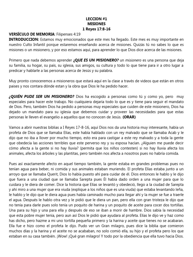 Leccion #1 Misiones | PDF | Misionero | Libros de reyes