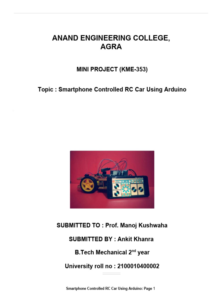 Smartphone Controlled RC Car Using Arduino | Download Free PDF ... Smartphone Controlled RC Car Using Arduino | Download Free PDF ...