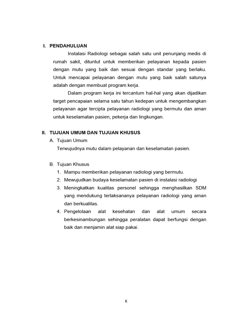 Pedoman Program Kerja Radiologi | PDF
