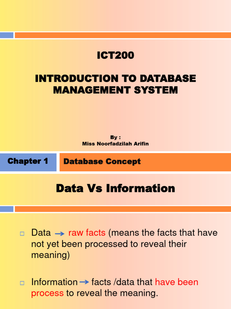 Chapter 1 Database Concept | Download Free PDF | Databases | Data Chapter 1 Database Concept | Download Free PDF | Databases | Data
