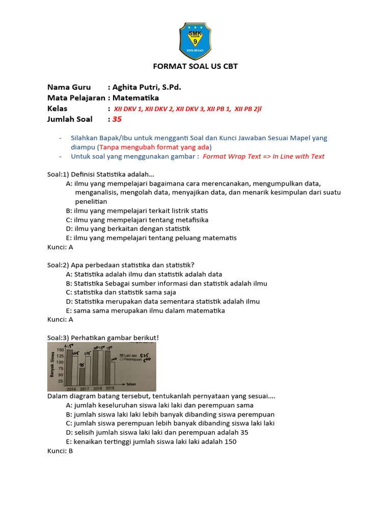 Soal Us MTK Aghita 2023 2 | PDF | Metode & Bahan Ajar | Komputer