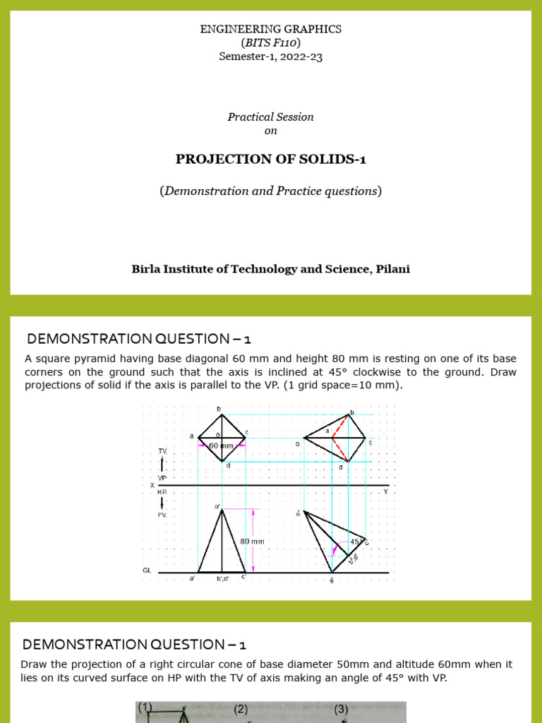 Projection of Solids-1 Solutions | PDF | Teaching Methods & Materials | Science & Mathematics