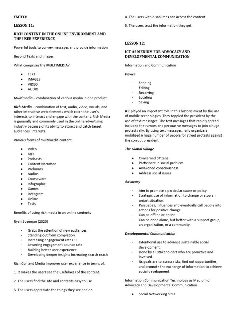 Emtech Reviewer | PDF | Educational Technology | Popular Culture & Media Studies