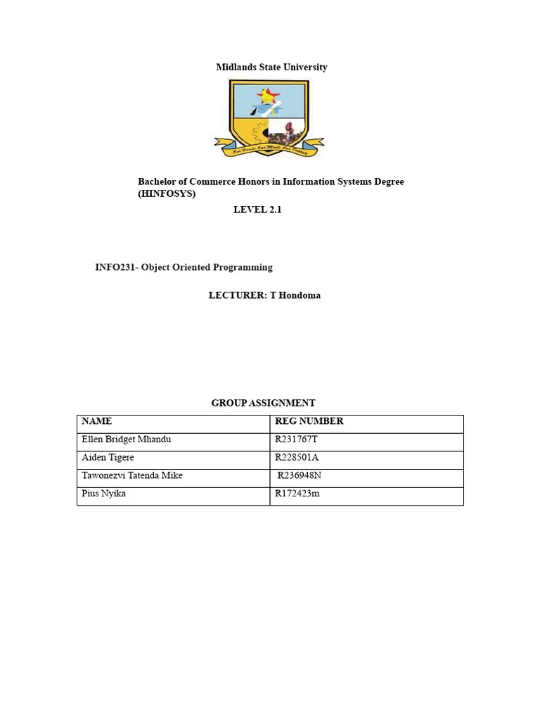 Info231 Object Oriented Programming Pdf Transaction Account