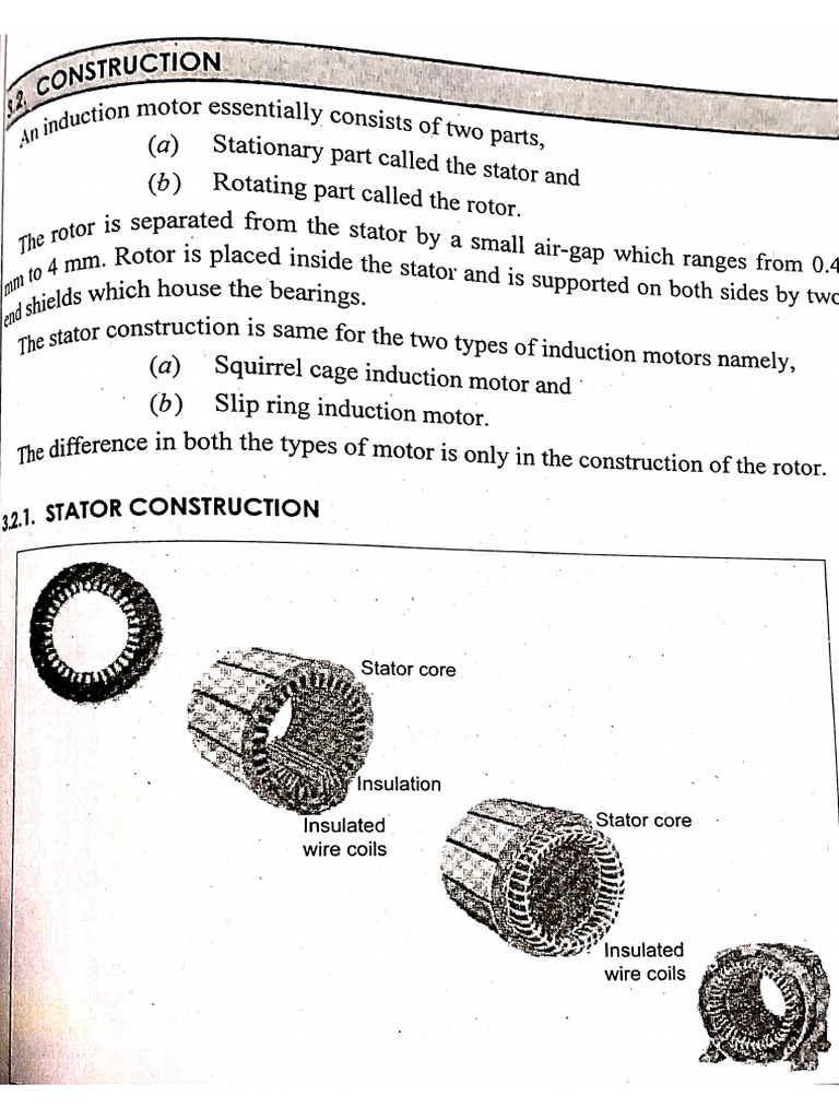 Construction and Principle of Operation of 3 Phase Induction Motor | PDF