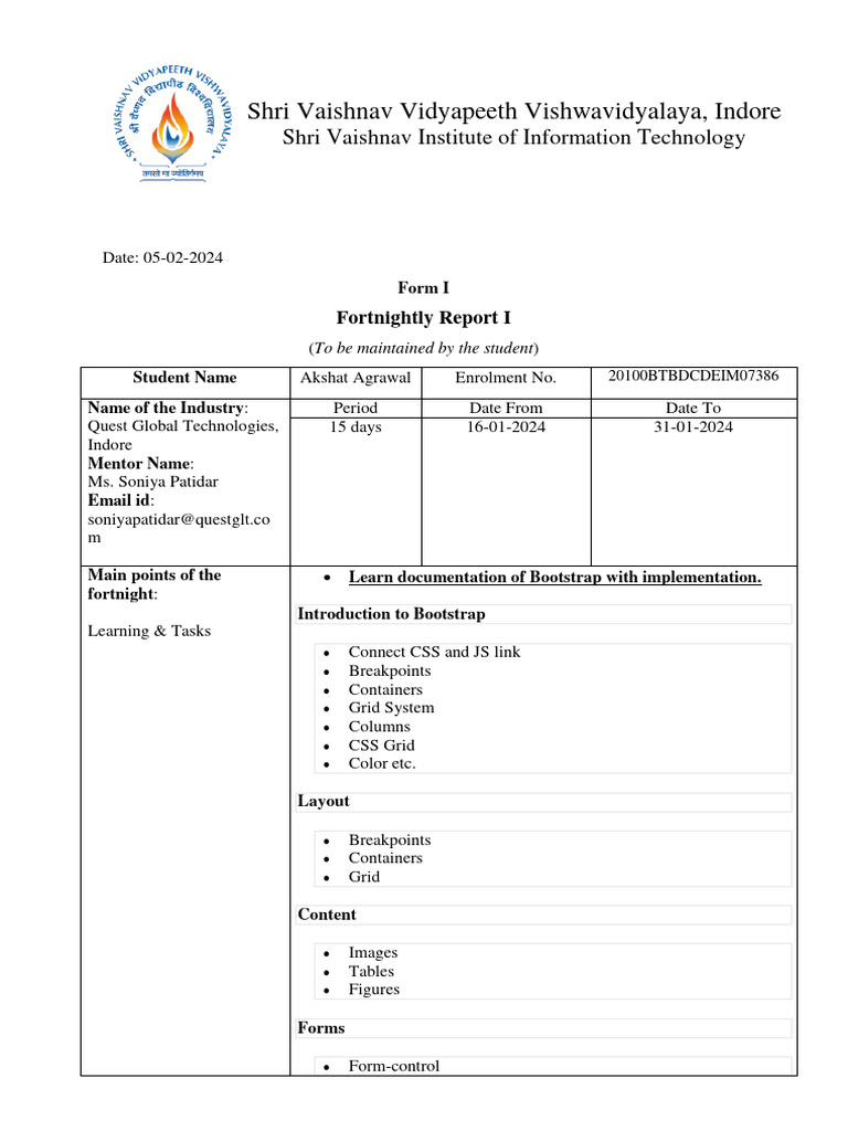 FN Report 1 Akshat Agrawal | PDF | Java Script | Bootstrap (Front End Framework)