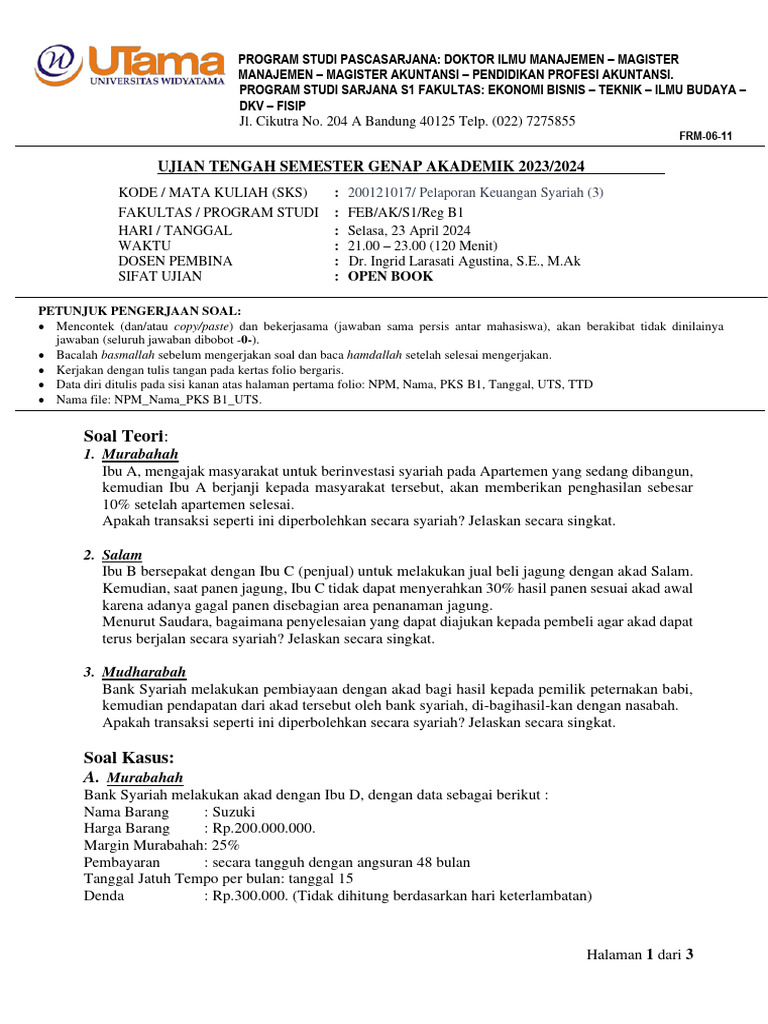 Ingrid-UTS PKS Selasa Reg B1 Kelas A Genap 2023 2024 - Val | PDF | Pengelolaan Keuangan & Uang