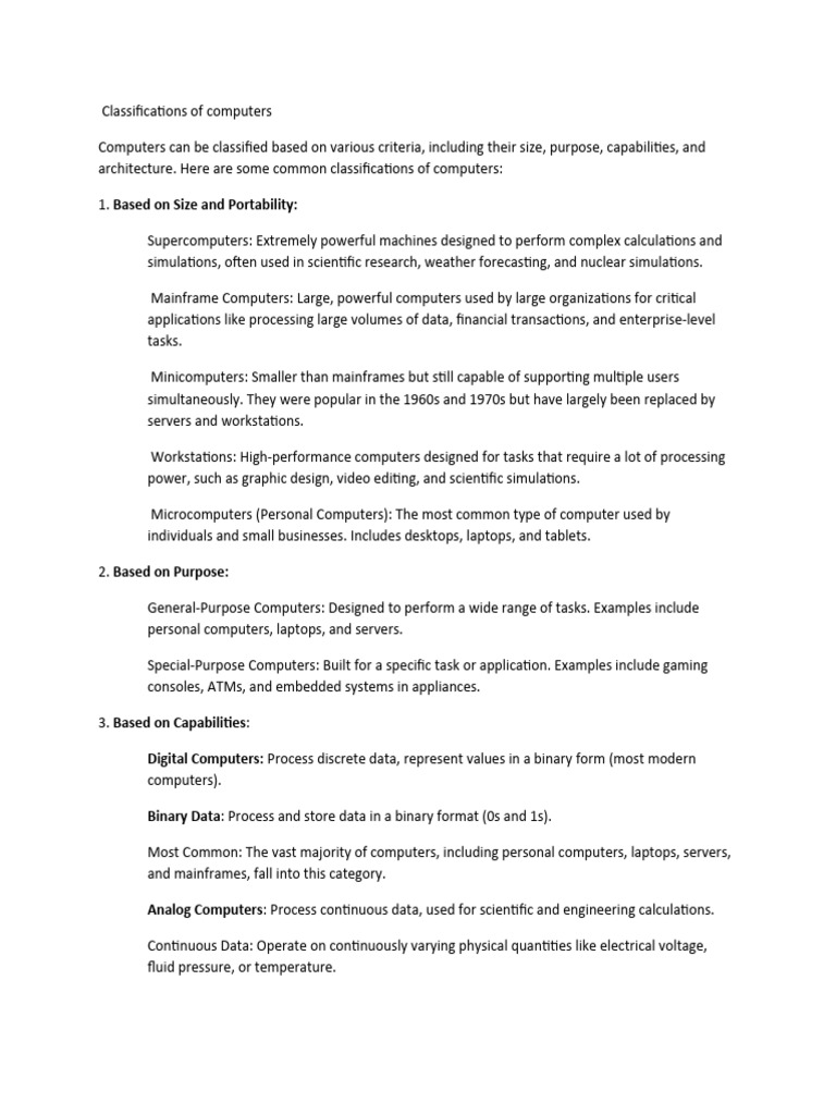 CHAPTER 3 Classifications of Computers | PDF | Computing | Quantum ...