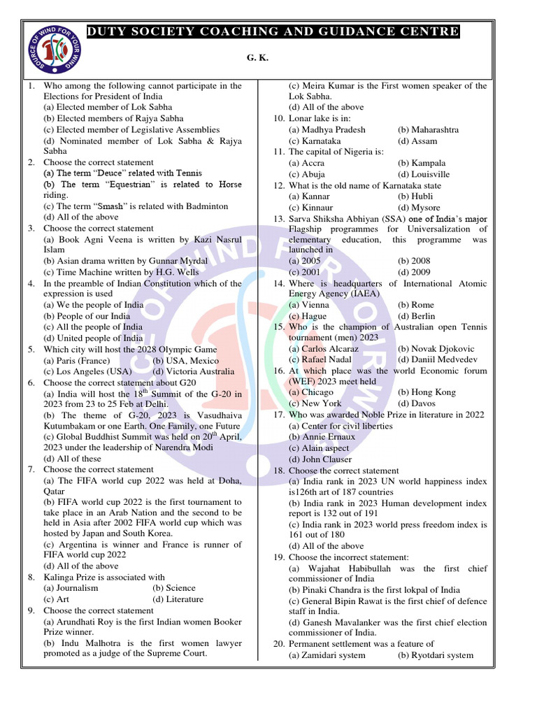 General Knowledge | PDF | World Economic Forum