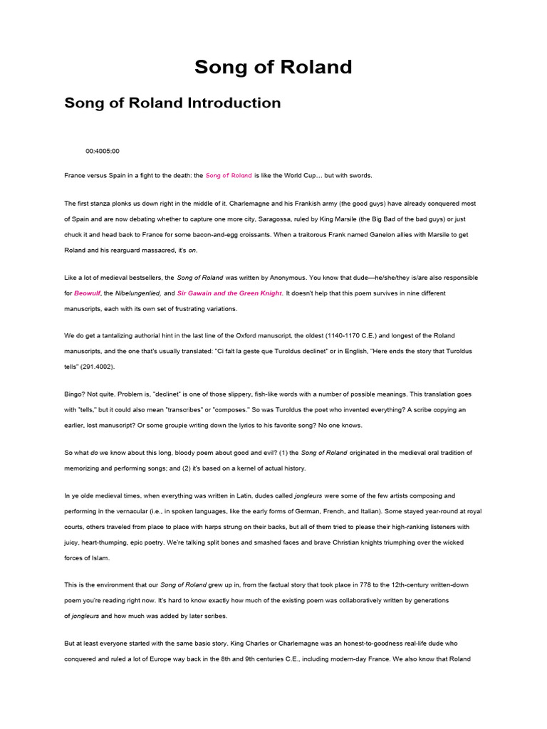 Song of Roland | PDF | Charlemagne | Franks