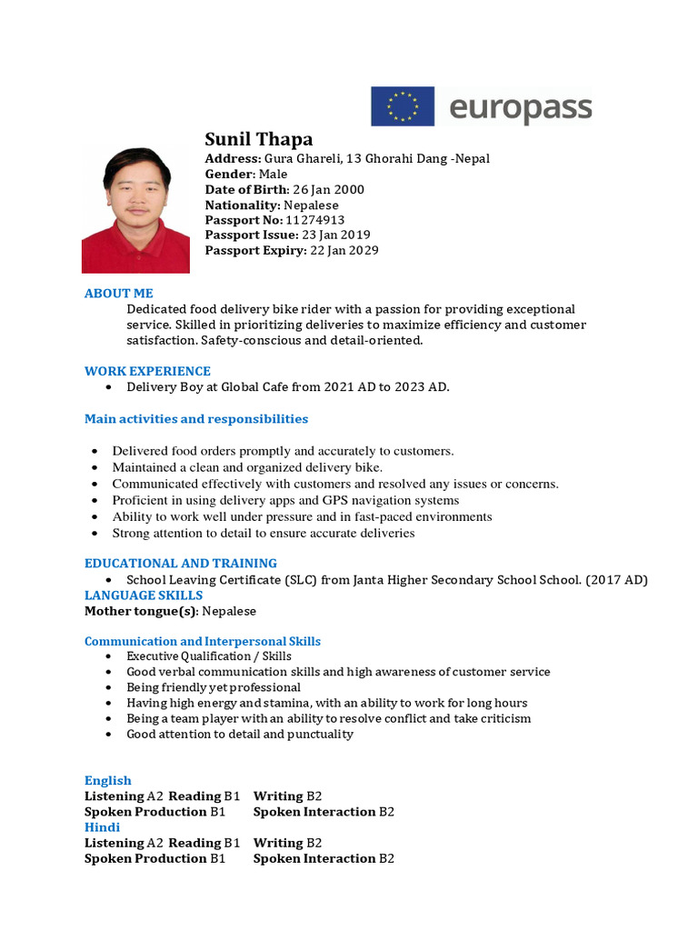 Sunil Thapa CV | PDF