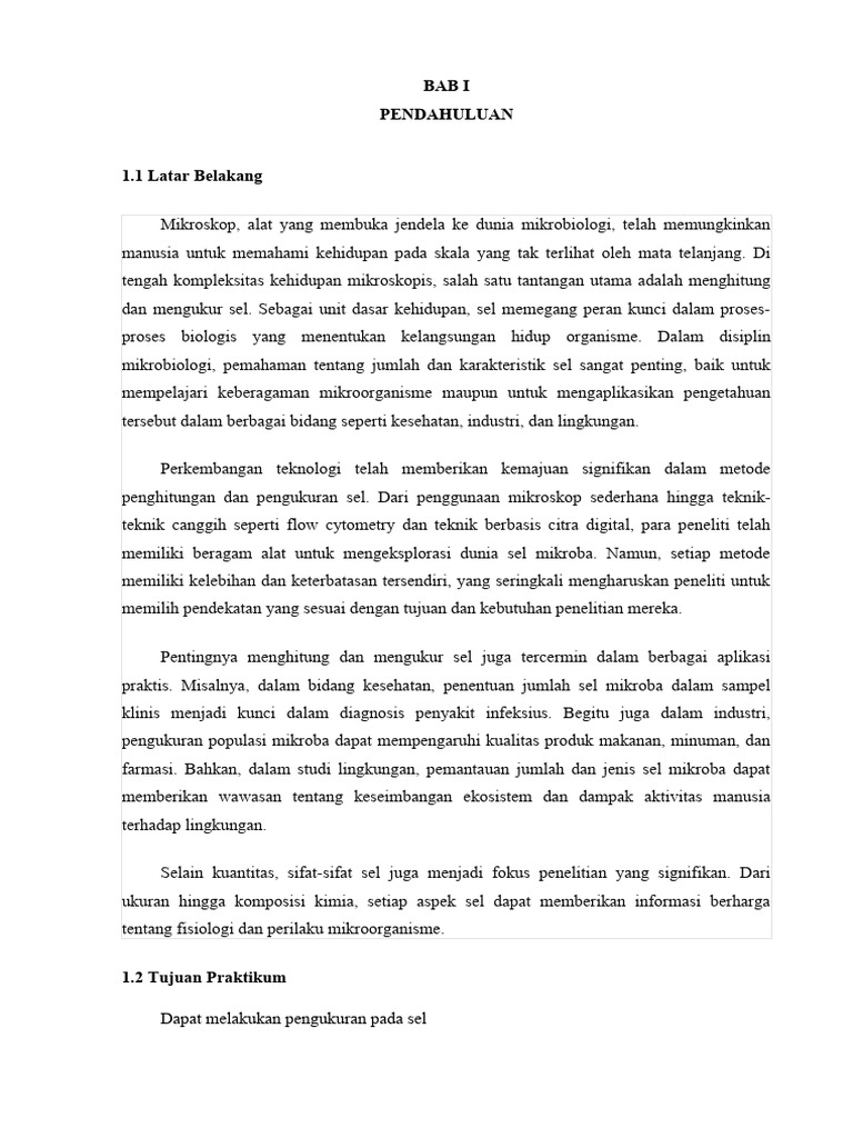 Laporan Praktikum Mikrobiologi Pengukuran Sel | PDF | Pengembangan Diri ...