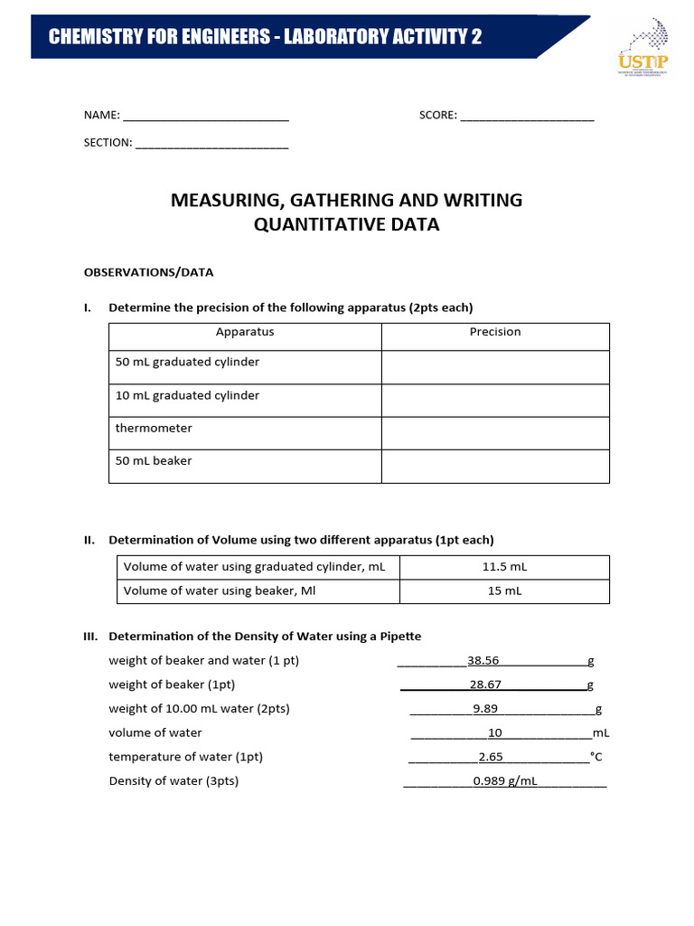 Activity 2 - Lab Exercise Data Sheet | PDF