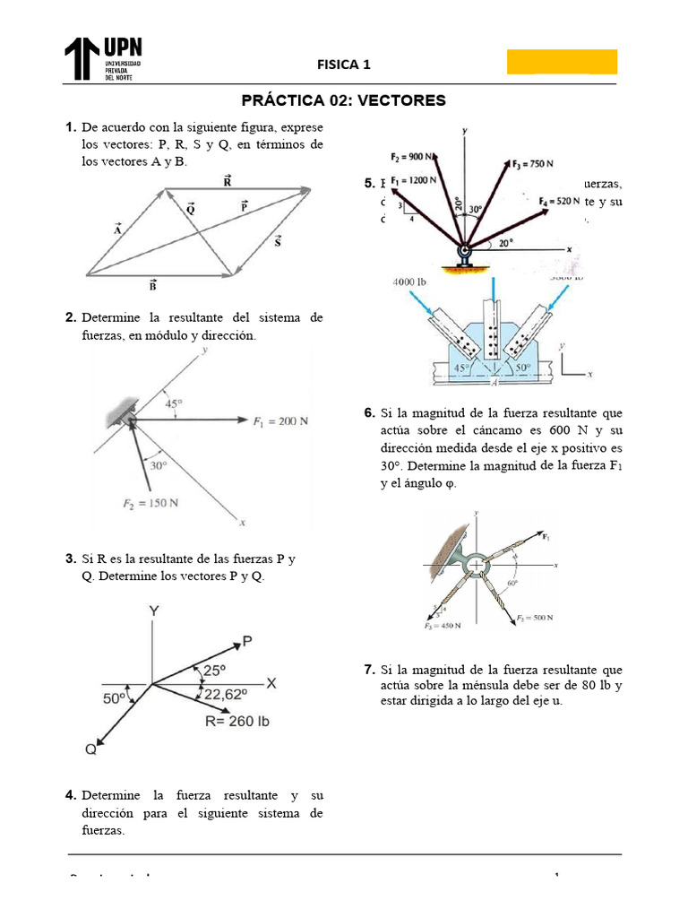HT - Semana 02 - Fisica 1 | PDF | Vector Euclidiano | Fuerza