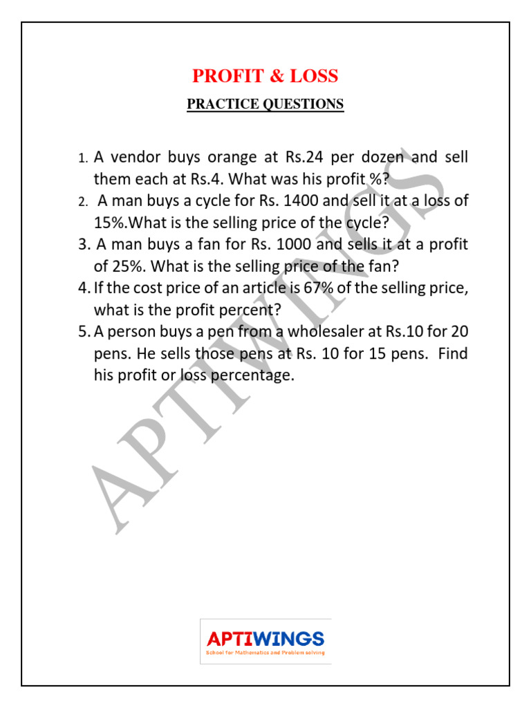 Profit & Loss 1 | PDF