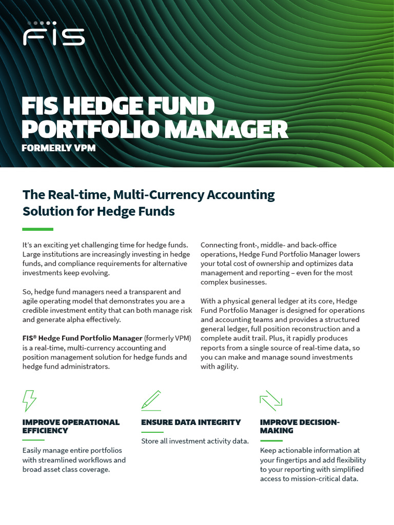 Investment Management Servicing Hedge Funds Portfolio Manager Product ...