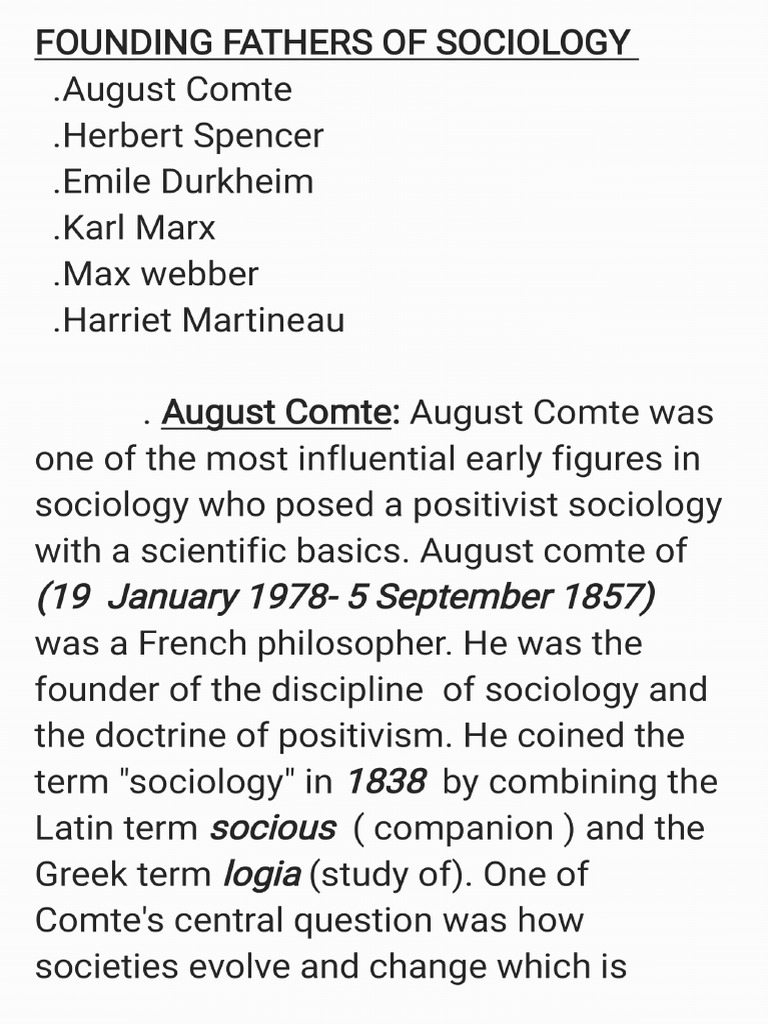 Founding Fathers of Sociology - 230504 - 060624 | PDF