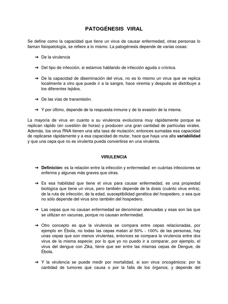 Patogénesis y Virulencia Viral | PDF | Virus | Sistema inmune