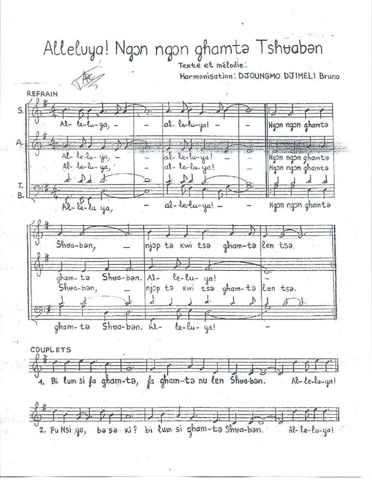 Alléluia Ngon Ngon Ghamte - Bruno Djimeli | PDF