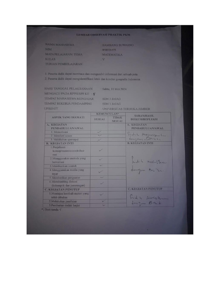 Lembar Observasi | PDF