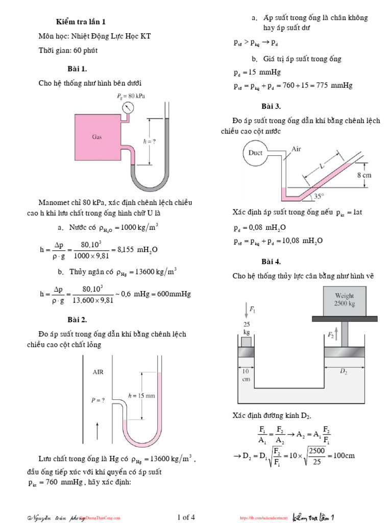 Nhiet-Dong-Luc-Hoc-Ky-Thuat - Nguyen-Minh-Phu - Kiem - Tra - Lan - 1 - hk1 - 2009-2010 - Bai ...