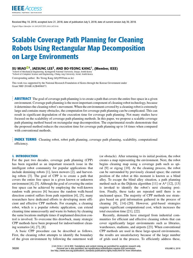 Scalable Coverage Path Planning For Cleaning Robots Using Rectangular Map Decomposition On Large