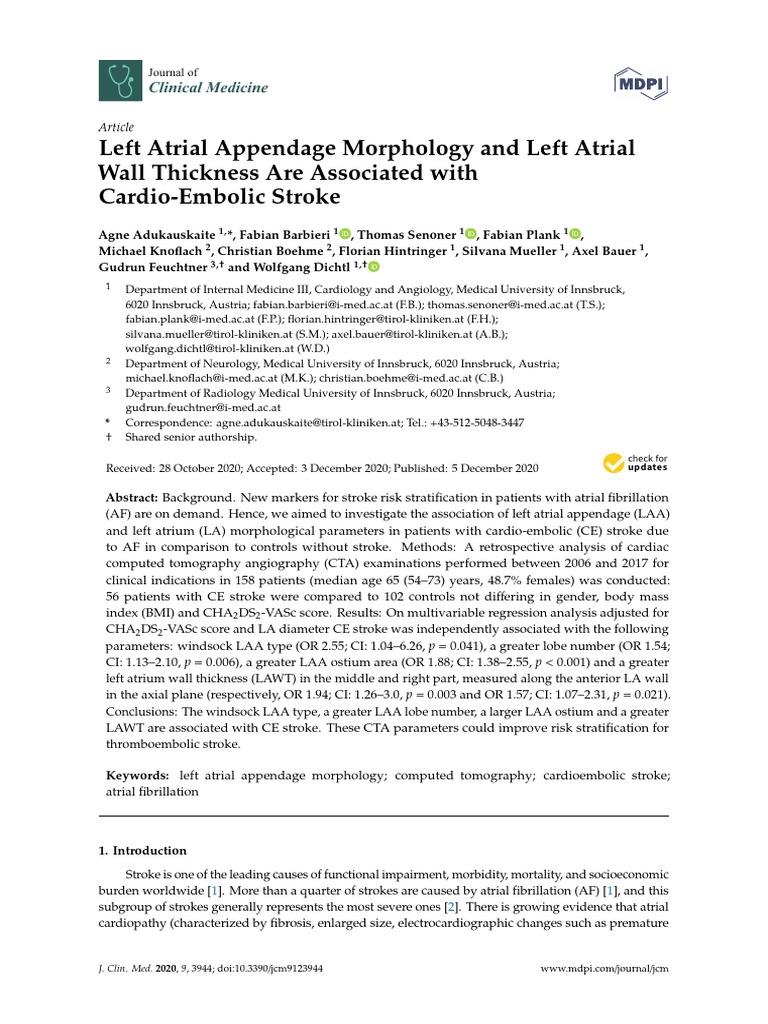 Left Atrial Appendage Morphology | PDF | Atrium (Heart) | Receiver ...