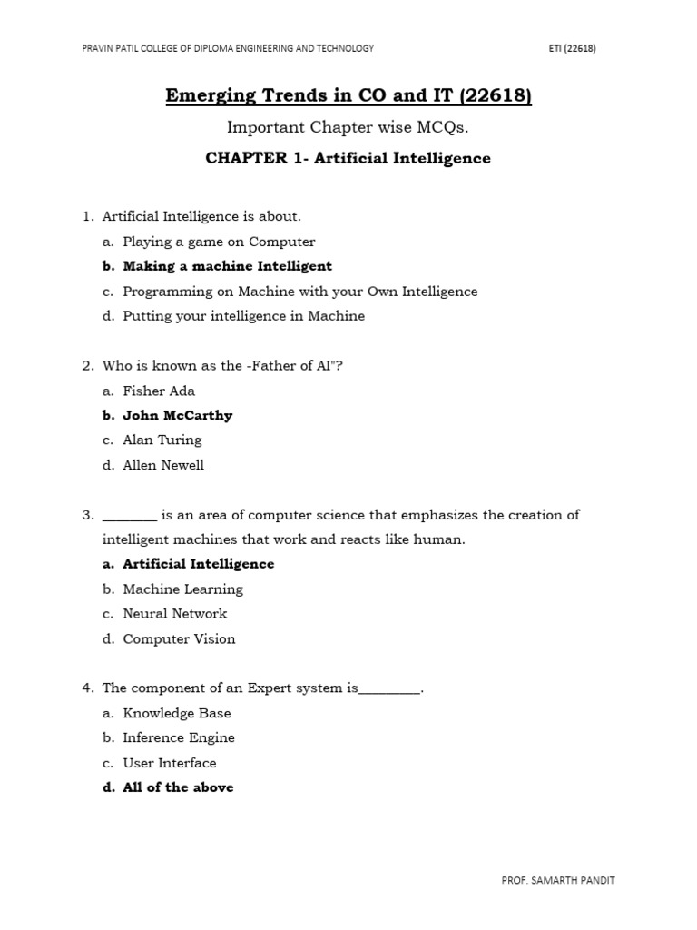 Eti Imp MCQ (1-6) Ut2 | PDF | Security Hacker | Artificial Intelligence