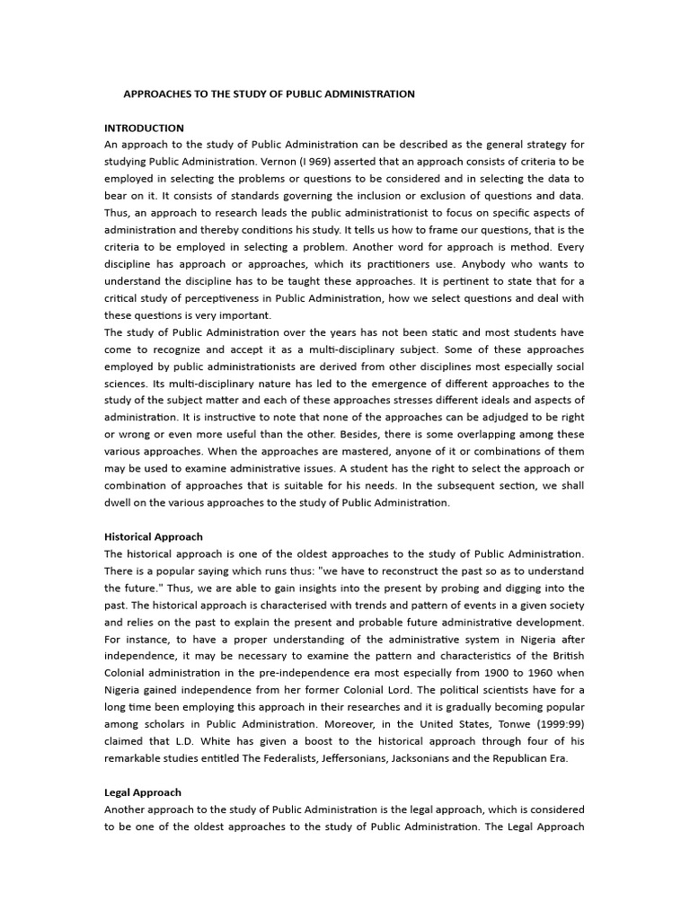 Public Administration Study Approaches | PDF | System | Decision Making