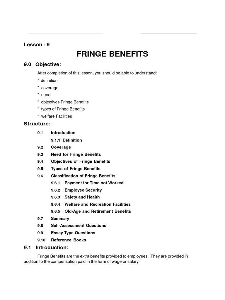Fringe Benefits | PDF | Cost Of Living | Employee Benefits