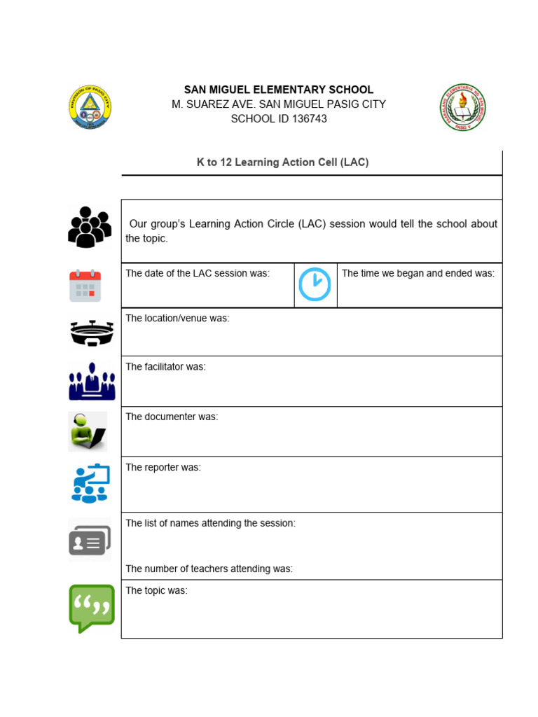 San Miguel Elementary LAC Report | PDF | Travel
