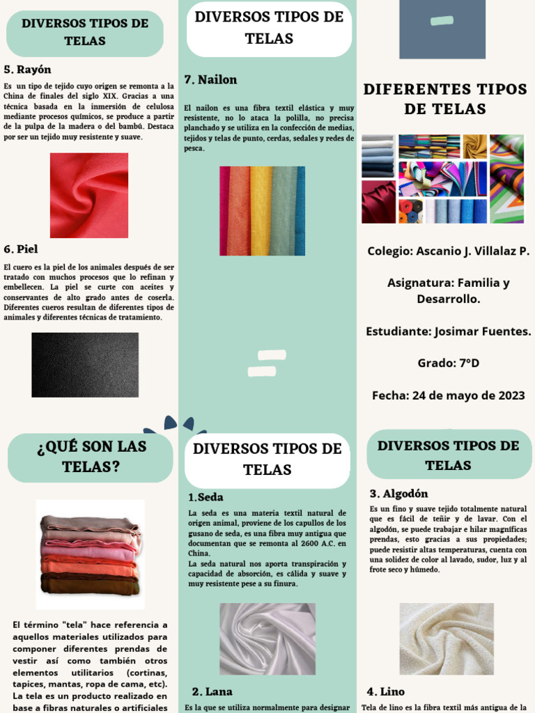 Tipos de Telas: Seda, Lana, Algodón y Más | PDF | Textiles | Seda