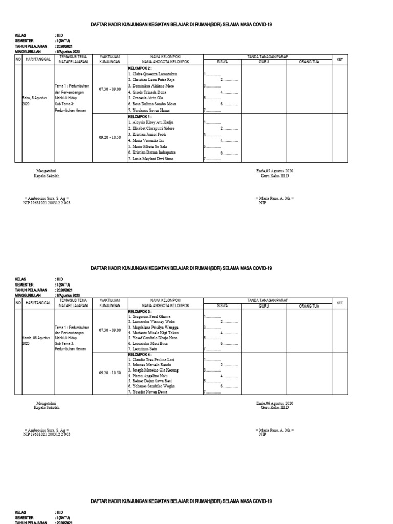 Daftar Hadir BDR | PDF
