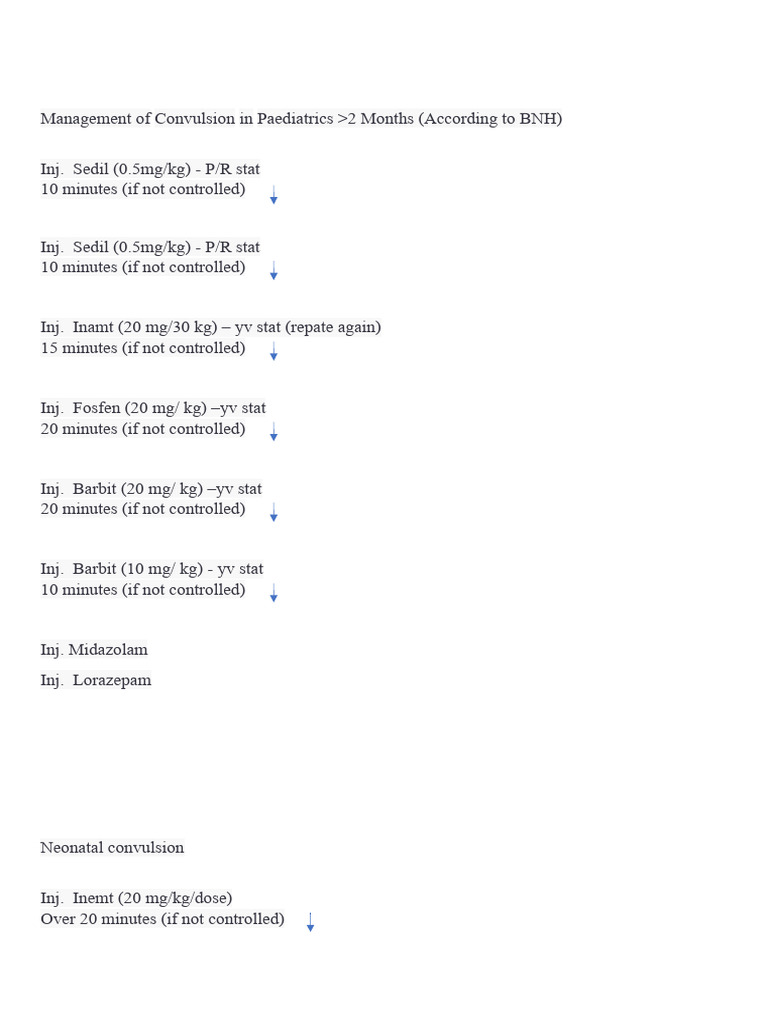 Pediatric Convulsion Management Guide | PDF | Bleeding | Drugs