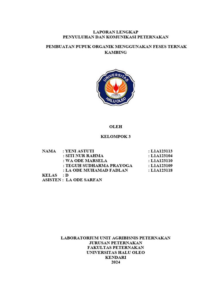 Laporan Praktikum Penyuluhan Dan Komunikasi Peternakan KELOMPOK 3 YENI ... Laporan Praktikum Penyuluhan Dan Komunikasi Peternakan KELOMPOK 3 YENI ...
