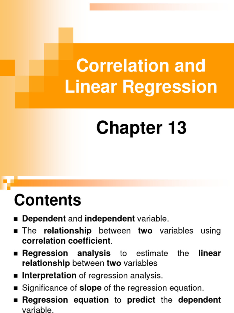 Chap 13 Correlation And Linear Regression Pdf Linear Regression Regression Analysis