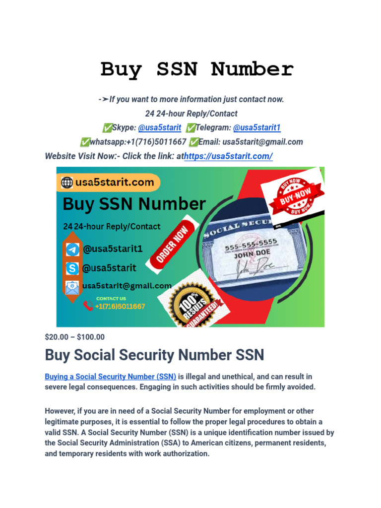 Buy SSN Number | PDF | Social Security Number | Identity Theft