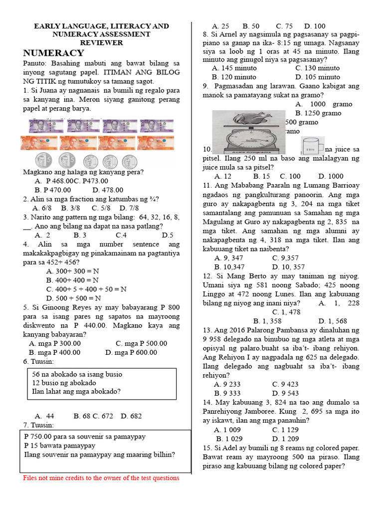 Ellna Math Reviewer 2 Column | PDF