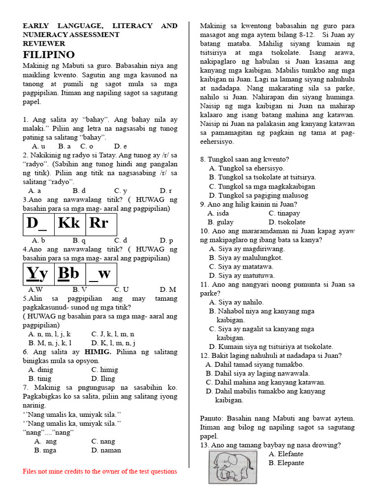 ELLNA FILIPINO REVIEWER 2 COLUMN | PDF
