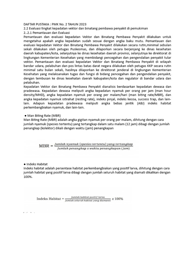 Evaluasi Tingkat Kepadatan Vektor Dan Binatang Pengganggu Di Permukiman ...