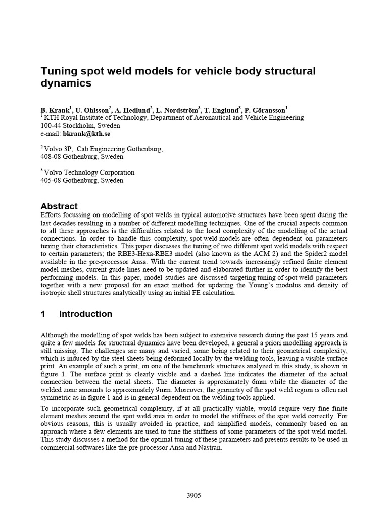 Tuning Spot Weld Models for Vehicle Body Structural Dynamics | PDF ... Tuning Spot Weld Models for Vehicle Body Structural Dynamics | PDF ...