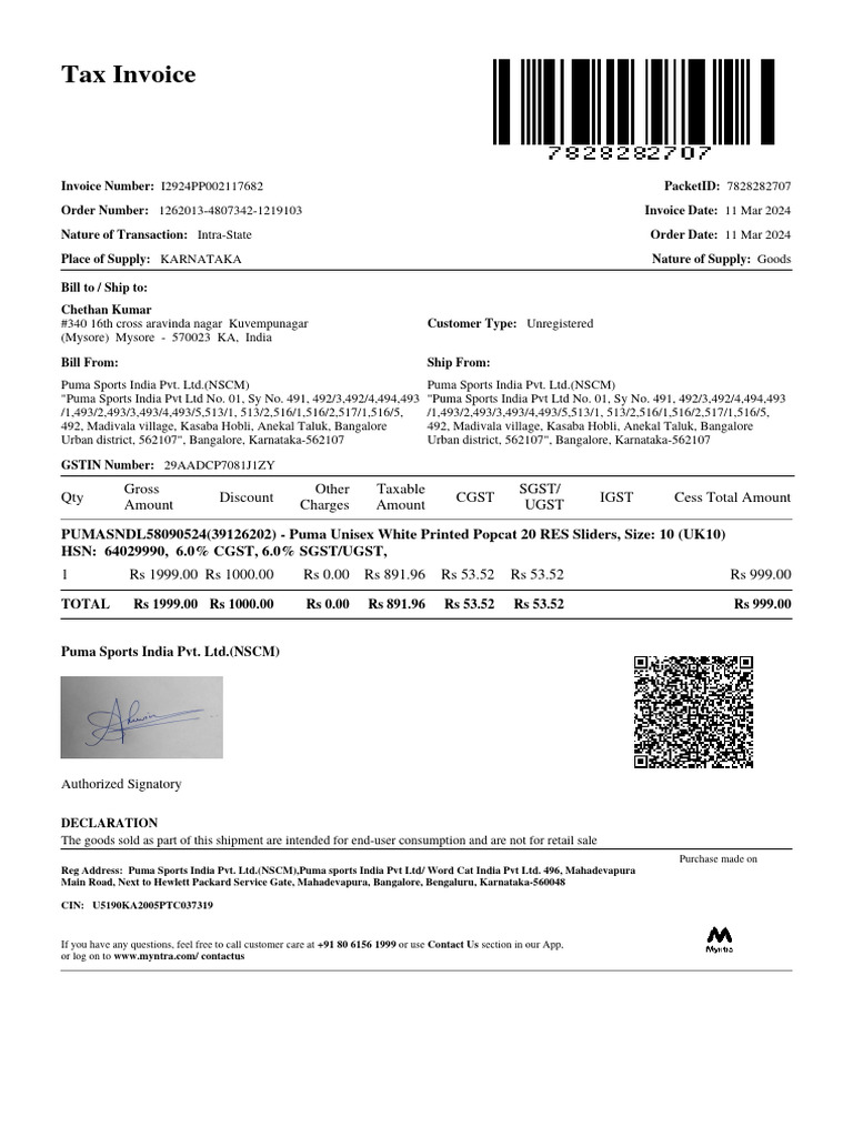Item Invoice Download | Download Free PDF | Bangalore | Invoice