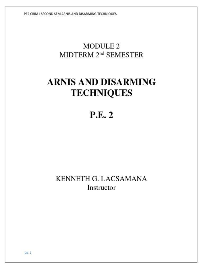 MODULE 2 Arnis and Disarming Techniques | PDF