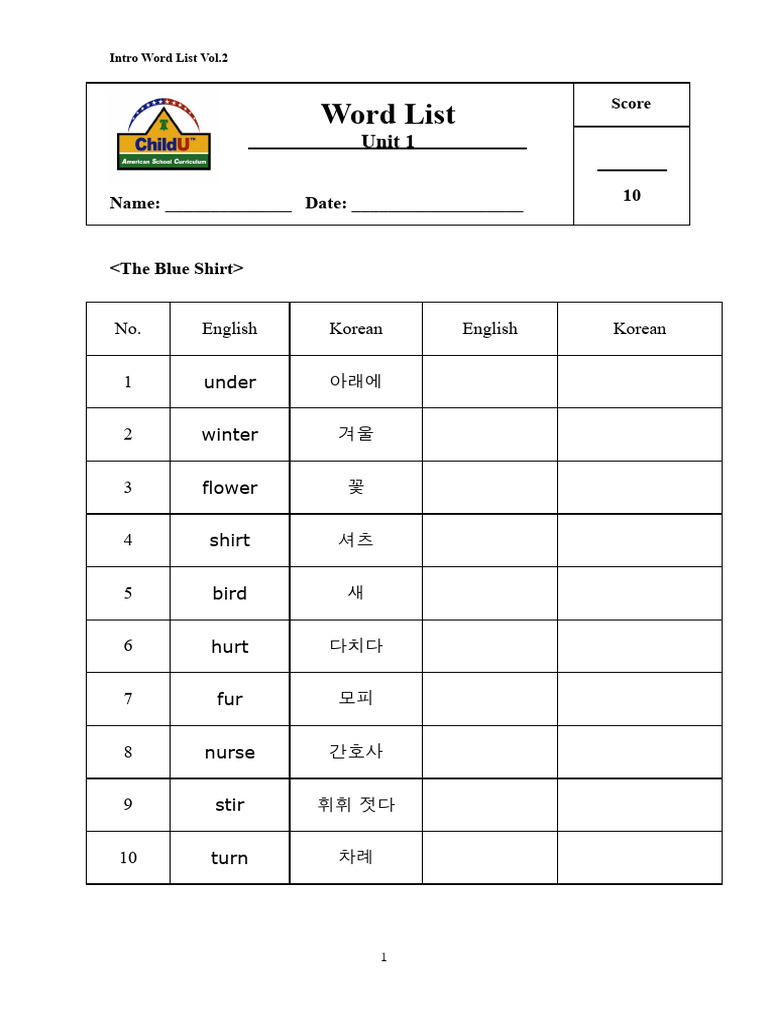 Intro_2_word_list (2) | PDF