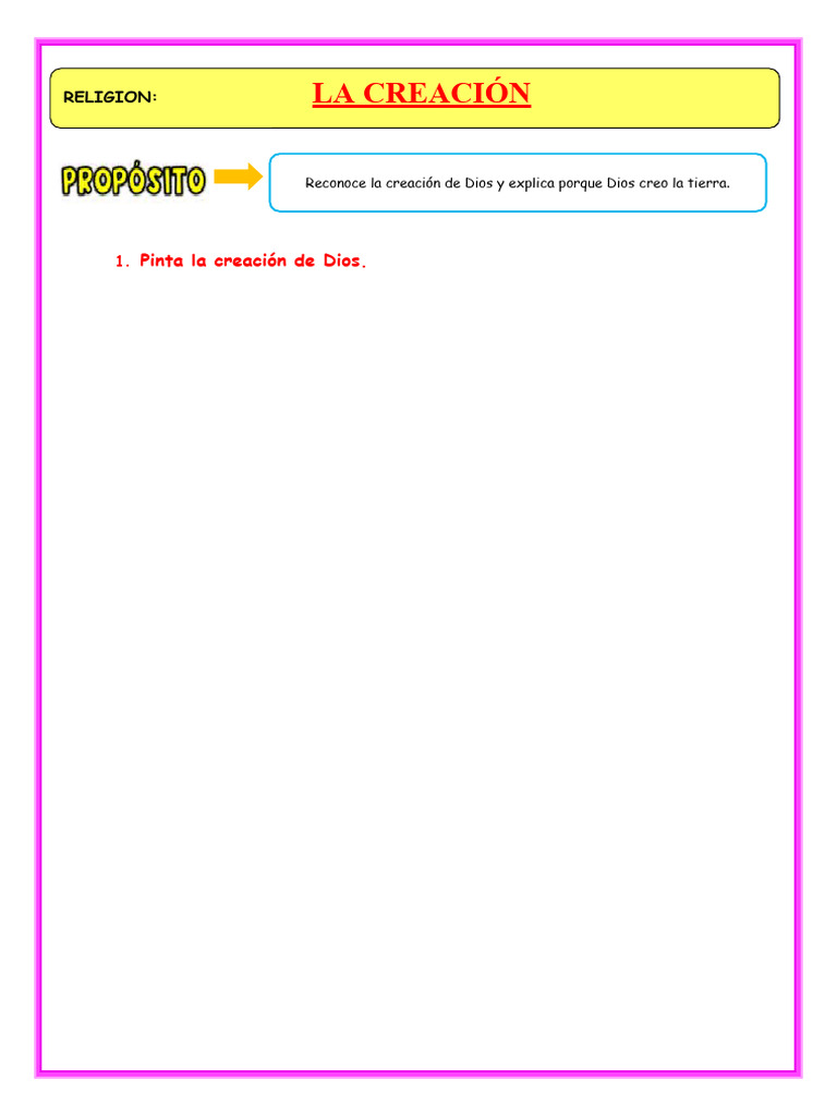 U1 S4 Ficha D2 Religion La Creacion de Dios | PDF | Religión y espiritualidad