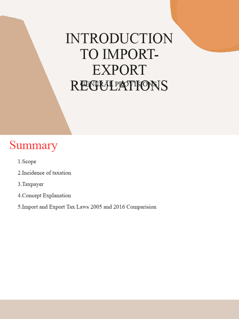 Overview of Import-Export Regulations | PDF | Taxes | Tariff