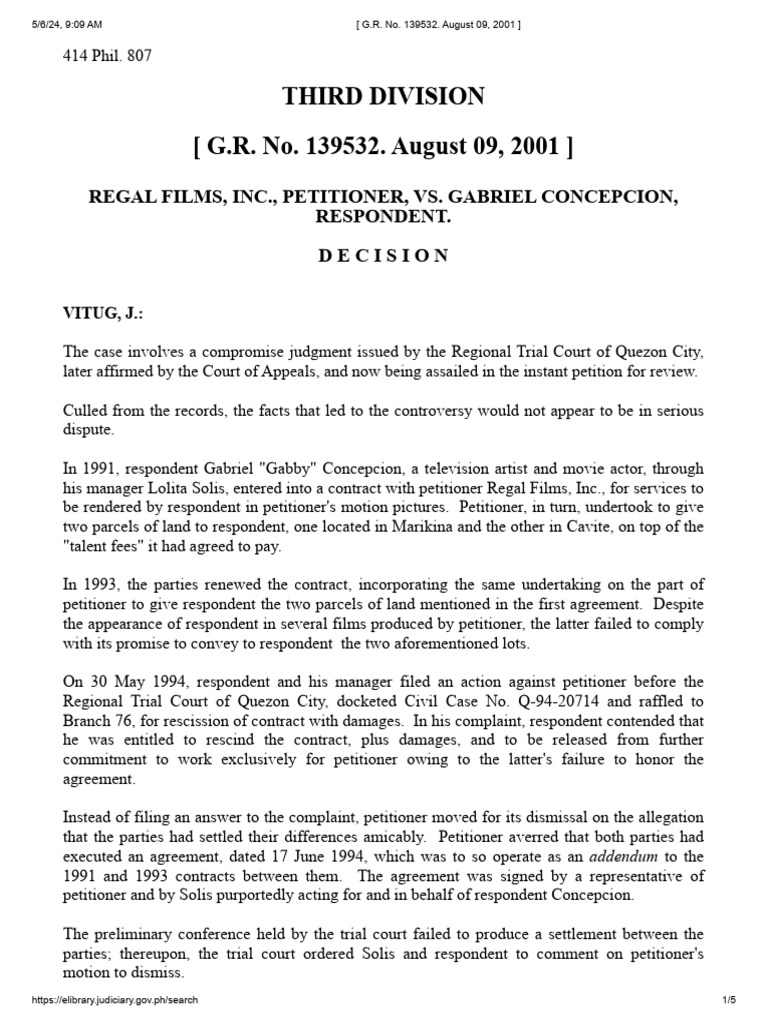 Regal Films vs. Concepcion | PDF | Judgment (Law) | Appeal
